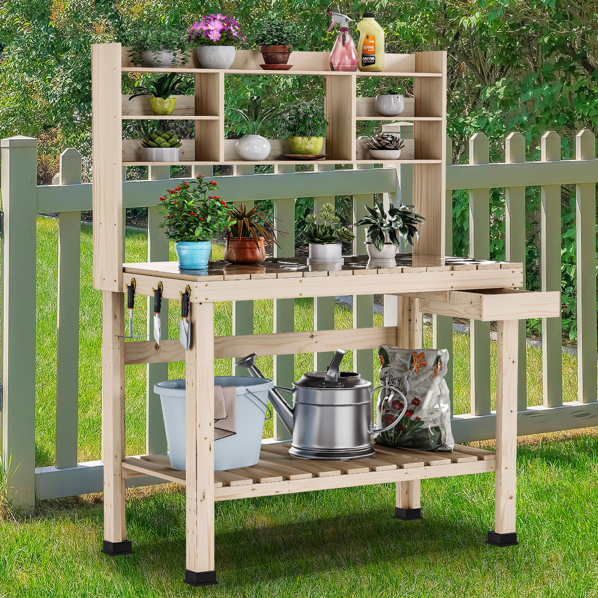 Arlmont Co. Outdoor Potting Bench Table with Sink Reviews Wayfair
